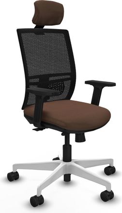 Piqueras y Crespo B&uuml;rostuhl mit 2D-Armen, h&ouml;henverstellbare Lendenwirbelst&uuml;tze und h&ouml;henverstellbares Kopfteil, ausgestattet mit Syncro/Traslack. Schwarz/Dunkelbraun