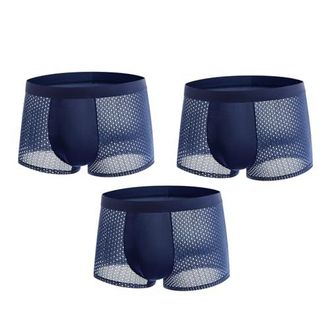 Generic Lot de 3 boxers pour homme, sous-v&ecirc;tements en maille douce et coupe id&eacute;ale en maille transparente, sexy, respirant, sans &eacute;tiquette qui gratte, L-5XL, 