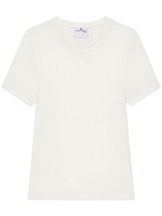 Courrèges t-shirt en résille - Blanc