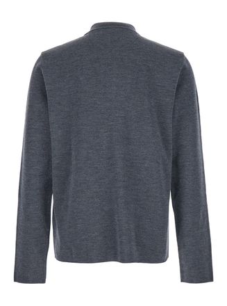 Valentino Mens Grey Wool Polo Shirt With Classic Collar Virgin Top