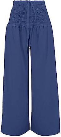 Generic Pantalon noir pour femme - Grandes tailles - Pantalon d&eacute;contract&eacute; en soie glac&eacute;e douce - Pantalon daffaires, bleu, XXL