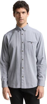 Tom Tailor Herren 1048443 Regular Fit Hemd aus Baumwolle, 38968-Navy Stripy Structure, XL