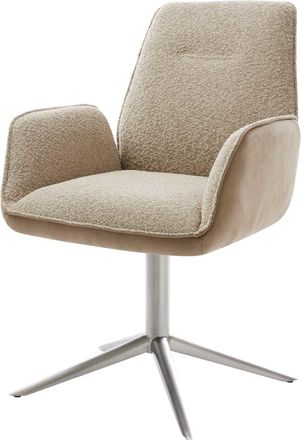 DELIFE Esszimmerstuhl Zoa-Flex Fußkreuz Edelstahl Materialmix Schlamm 360° drehbar Wippfunktion Taschenfederkern