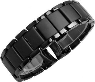 Generic SFZSUK Ceramics Watch Band f&uuml;r Armani AR1451 AR1452 AR1400 AR1410 Getter Butterfly Clasp