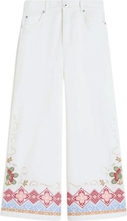 Max Mara Femme, Pantalons, Blanc, Taille: 44 FR Pure Cotton Bull Pantalons