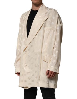 Dolce & Gabbana Logo Monogram Polyester Blazer - Beige