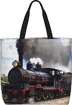 Generic Sac Fourre-Tout Vieux Train &Agrave; Vapeur Sac Enfant Lavables Personnaliser Sacs En Toile &Eacute;paule, Pour &Eacute;cole, Voyage, Burea, Tous Les Jours