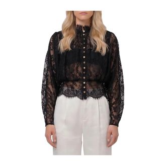 Self Portrait Spitzen-Bluse mit hohem Kragen - - Blouses & Shirts - Damen - Schwarzk - M