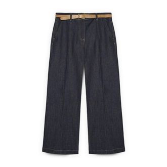Fiorella Rubino Wide Leg Jeans mit abnehmbarem G&uuml;rtel - - Jeans - Damen - Blau - L
