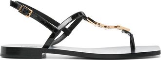 Versace Sandalen mit V-Kette - Schwarz