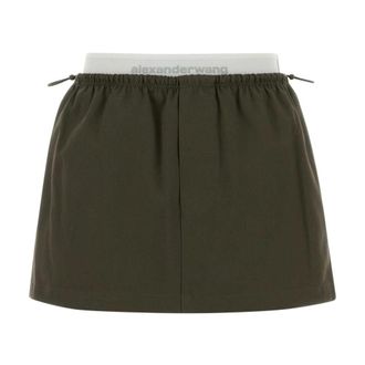 Alexander Wang Femme, Jupes, Vert, Taille: 34 FR Mid-Rise Mini Logo Elastic Skirt