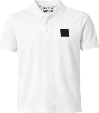 John Richmond Homme, Tops, Blanc, Taille: XL Polo avec logo appliqu&eacute; sur le devant
