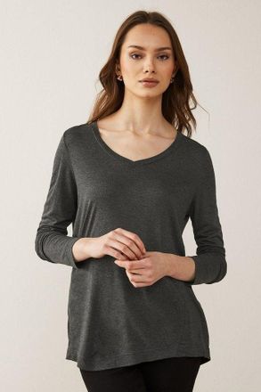 Next Langarmshirt Legeres, langärmeliges T-Shirt mit V-Ausschnitt (1-tlg)
