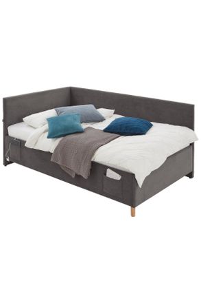 Stylife Polsterliege, Anthrazit, Textil, Eukalyptusholz, 120x200 cm, Reach, gepolstertes Kopfteil, in verschiedenen Gr&ouml;&szlig;en erh&auml;ltlich, Wohnzimmer, Sessel, Rel