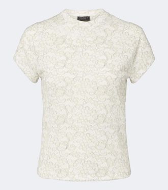 Gucci Bedrucktes T-Shirt aus Baumwolle mit Spitze