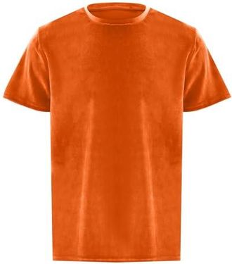 Generic T-shirts hommes velours velours mode hip-hop slim simple manches courtes, Orange, L