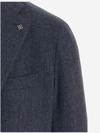 Tagliatore Mens Wool And Cashmere Jacket Navy Virgin