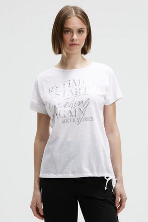 soccx Rundhalsshirt mit Bindeband am Saum