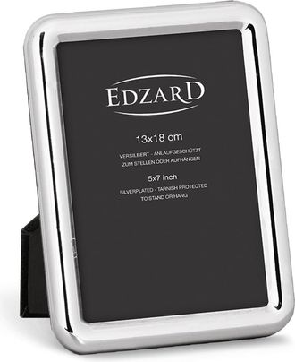 Edzard Fotorahmen Como für Foto 13 x 18 cm, edel versilbert, anlaufgeschützt, mit 2 Aufhängern