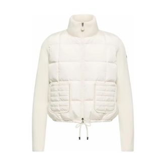 Moncler Gesteppte Woll-Rei&szlig;verschluss-Strickjacke - - Knitwear - Damen - Wei&szlig; - M