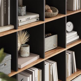 Vicco Meuble de rangement cube Karree, Anthracite/ch&ecirc;ne dor&eacute;, 138.5x142.5cm, Vicco