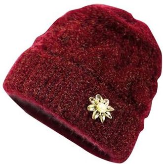 Generic Bonnet Femme Hiver Bonnet Femme Chapeau Femme Hiver Confortable Classique - Bonnet Laine &Eacute;pais Broderie Fleur Hiver, &Eacute;l&eacute;gant et Chaud, Id&eacute;al pour Tenu