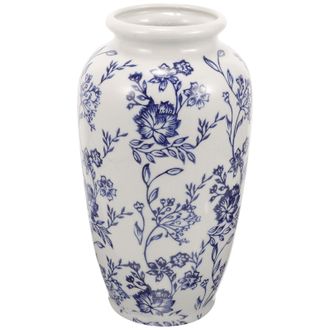 Artibetter NUOBESTY Vintage Chinesische Keramikvase mit Blau weißer Blumendekoration Mittelgroße Tischvase für Blumenarrangements Dekorative Wohnzimmer Bücherreg