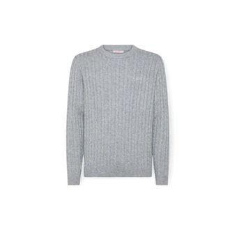 Sun 68 Rundhals-Pullover mit Zopfmuster - - Knitwear - Herren - Grau - L