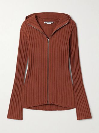 Acne Studios Cardigan &Agrave; Capuche En Coton C&ocirc;tel&eacute; - Rouge