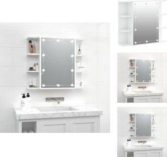 vidaXL Spiegelschrank mit led Hochglanz-Wei&szlig; 70x16,5x60 cm - Spiegelschrank - LED-Spiegel - Badezimmerm&ouml;bel - Wandspiegel - Kosmetikspiegel