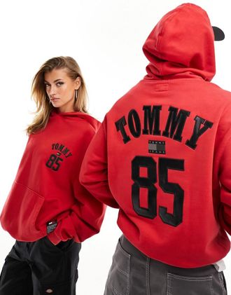 Tommy Jeans Remastered 1985 - Sweat &agrave; capuche unisexe &agrave; logo - Rouge