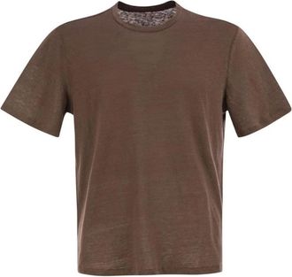 Majestic Filatures Homme, Tops, Brun, Taille: S Basic Crew Neck T-Shirt