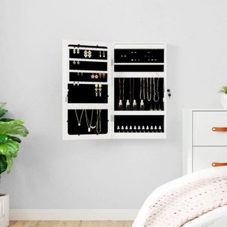 vidaXL Armoire &agrave; bijoux avec miroir et &eacute;clairage led mural blanc