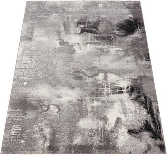 Paco Home Paco Home - Tapis Design Moderne Toile Splash Gris Noir Blanc Marbré 160x230 cm