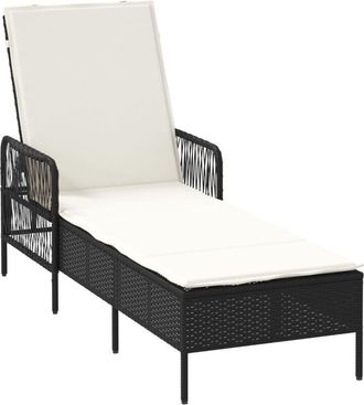 vidaXL Vidaxl - Sonnenliege mit Kissen Schwarz 157 x 55 x 92cm Poly-Rattan