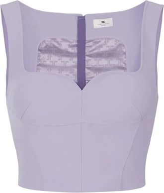 Elisabetta Franchi Femme, Tops, Violet, Taille: 40 FR Top D&eacute;collet&eacute; Coeur
