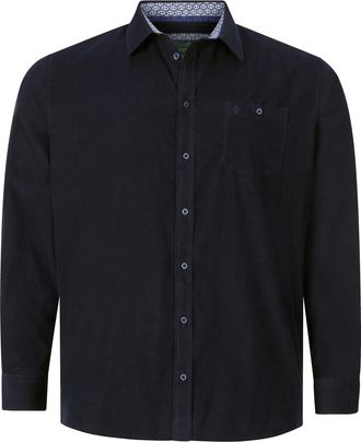 Charles Colby Herren Cordhemd Duke Nilson dunkelblau, 7XL (XXXXXXXL) - 55/56