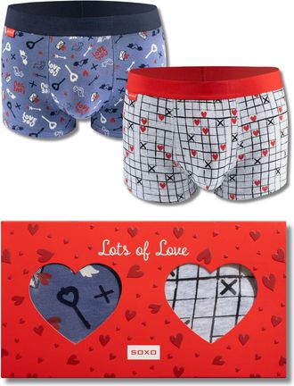 Soxo Valentinstag Boxershorts Herren Unterhosen M&auml;nner Geschenke Lots of Love 2 St&uuml;ck XL