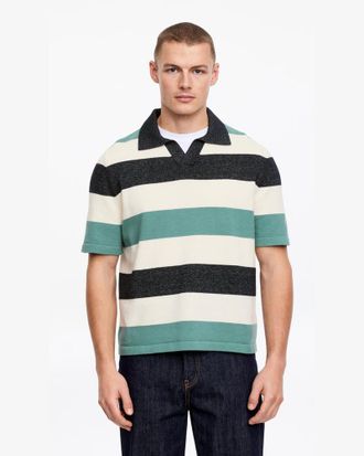 Arket Poloshirt Mit Blockstreifen -Wei&szlig;