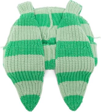 Charles Jeffrey Loverboy 062130208 Striped Lambswool Beanie - Green