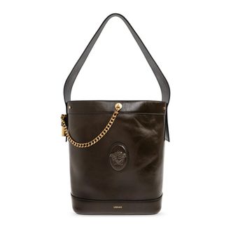 Versace Femme, Sacs, Brun, Taille: ONE Size Pivot Large Leather Bucket Bag