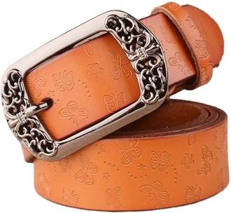 Generic Ceinture à boucle ardillon pour femme, rétro, décontractée, décorative, sculptée, Orange, 105 cm