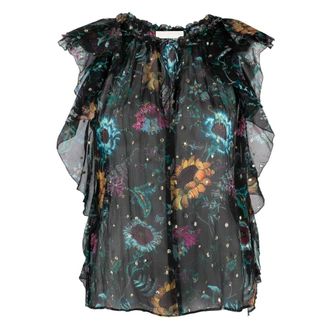 Ulla Johnson Seiden Multicolor Casual Bluse Dominique Top - - Blouses & Shirts - Damen - Mehrfarbig - XL