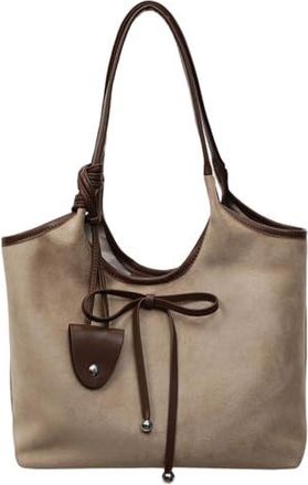 Generic Sac &agrave; bandouli&egrave;re en cuir PU avec noeud, grands fourre-tout pour femmes, Shopping (noir)