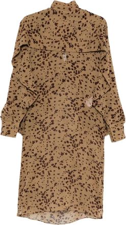 Ferragamo robe mi-longue imprimée à volants - Marron