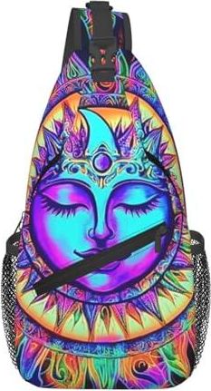 Generic Sac &agrave; dos &agrave; bandouli&egrave;re pour homme - Motif espace psych&eacute;d&eacute;lique - N&eacute;on - Pour la randonn&eacute;e