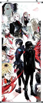 Coolchange Großes Tokyo Ghoul Rollbild/Kakemono aus Stoff Poster, 100x40cm, Motiv: Tokyo Ghoul Theme