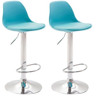 Clp Lot de 2 tabourets de bar Kiel similicuir et coque en plastique Chrome Bleu