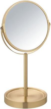 WENKO Standspiegel Mod. Alata Gold matt, Kosmetikspiegel mit 3-Fach Vergr&ouml;&szlig;erung, stufenlos schwenkbar, mit Ablage, &Oslash; 17 cm