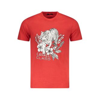 Cavalli Homme, Tops, Rouge, Taille: M Cavalli Class Red Cotton Men T-Shirt